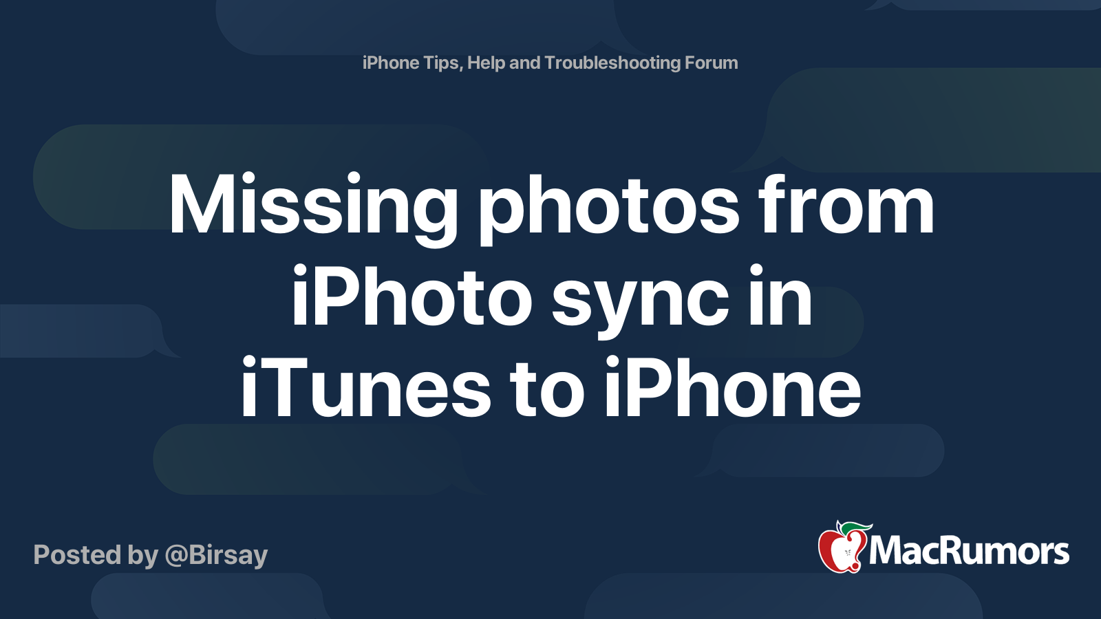 Missing photos from iPhoto sync in iTunes to iPhone | MacRumors Forums