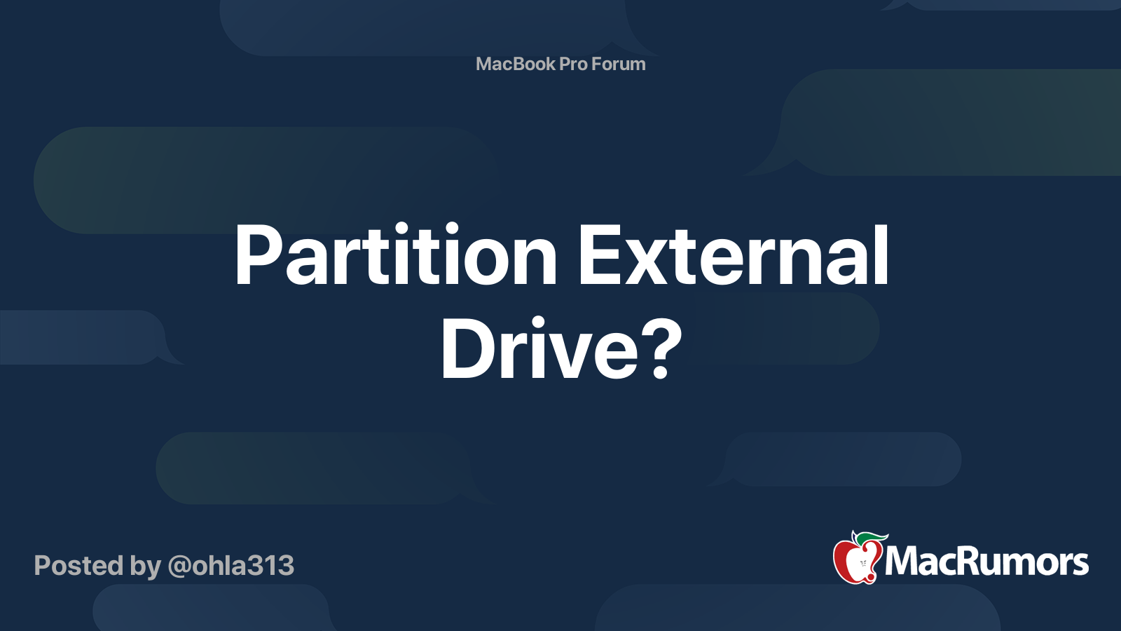 Partition External Drive? | MacRumors Forums