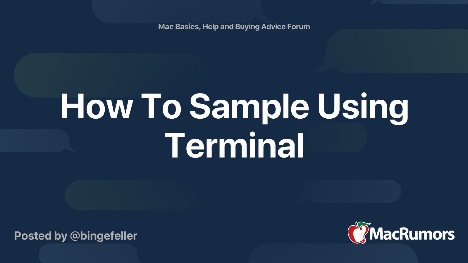 How To Sample Using Terminal | MacRumors Forums