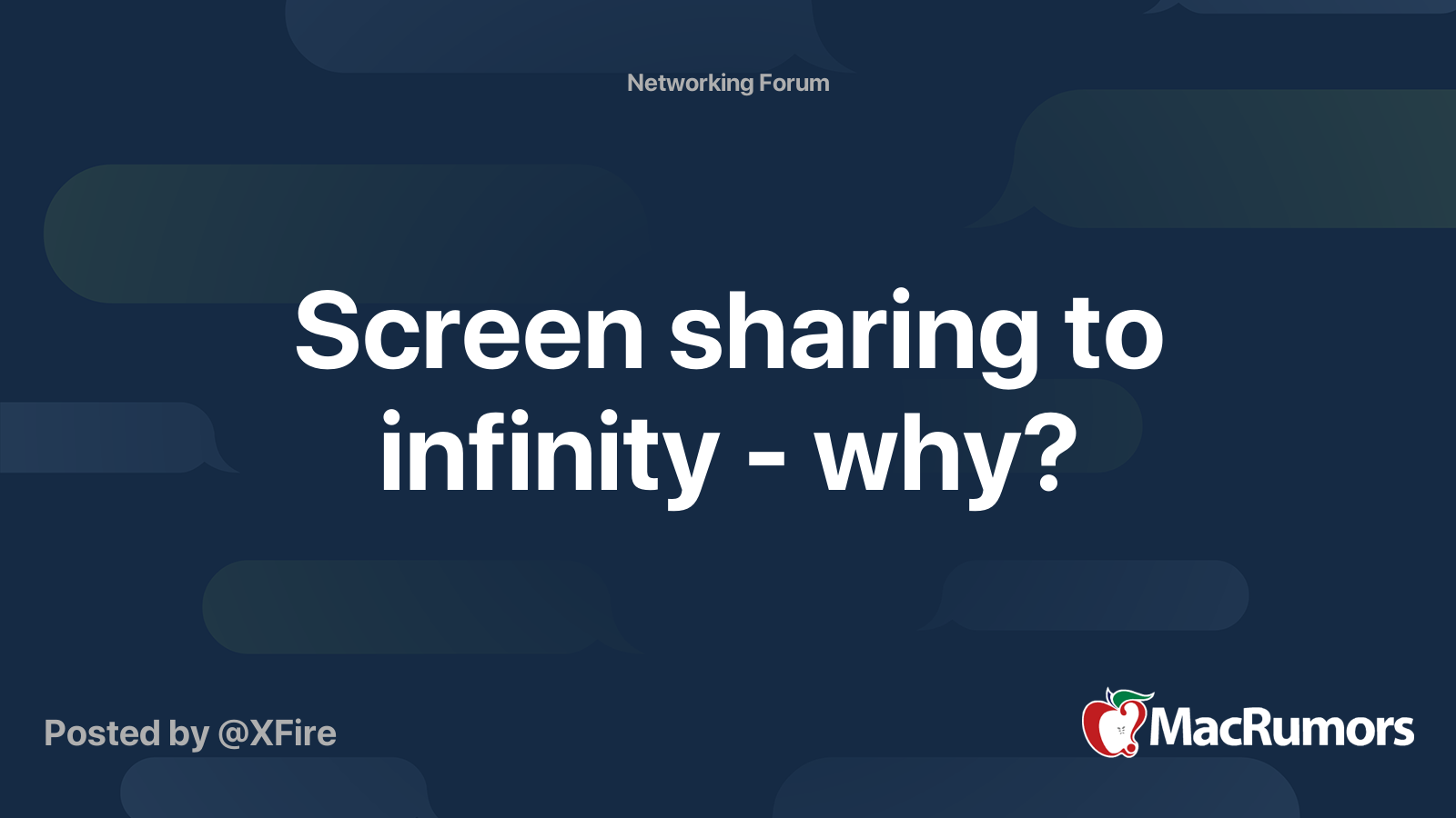 Screen sharing to infinity - why? | MacRumors Forums