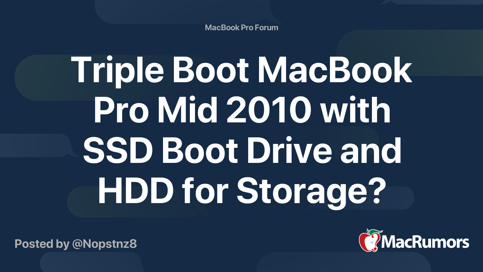 Triple Boot MacBook Pro Mid 2010 with SSD Boot Drive and HDD for Storage? | MacRumors Forums