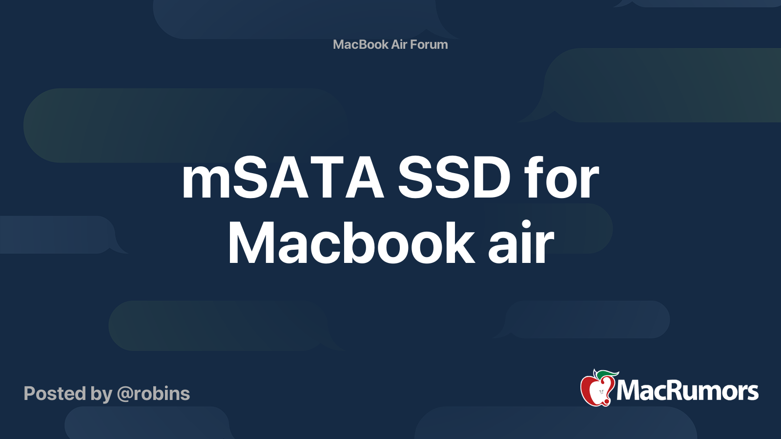 mSATA SSD for Macbook air | MacRumors Forums