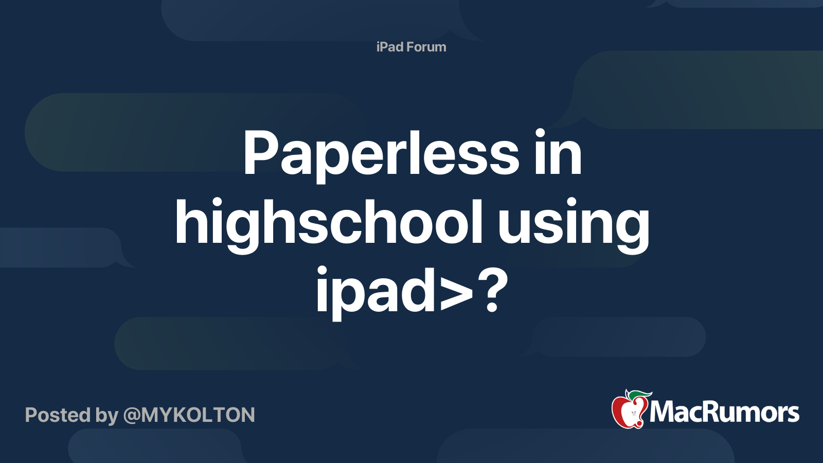 Paperless in highschool using ipad>? | MacRumors Forums