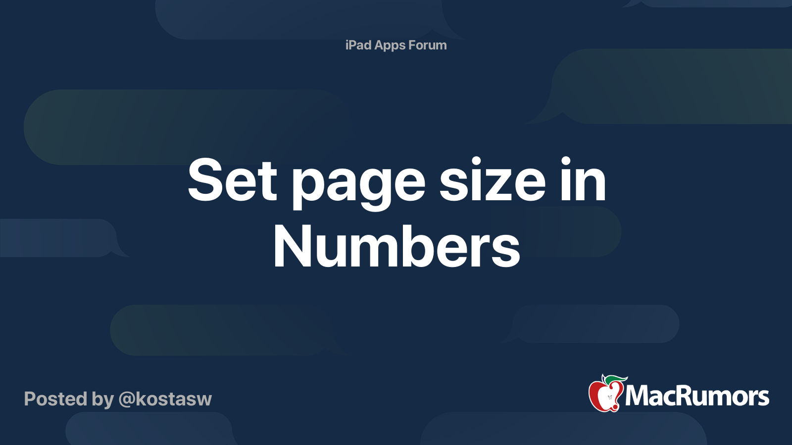 Set page size in Numbers | MacRumors Forums