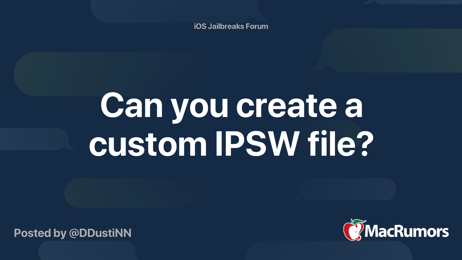 Can you create a custom IPSW file? | MacRumors Forums