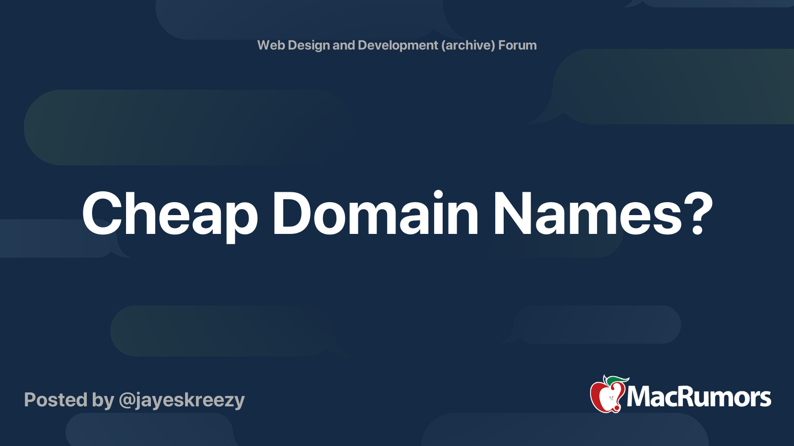 Cheap Domain Names? | MacRumors Forums