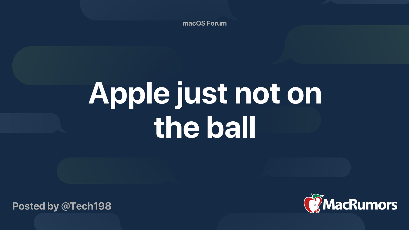 Apple just not on the ball | MacRumors Forums