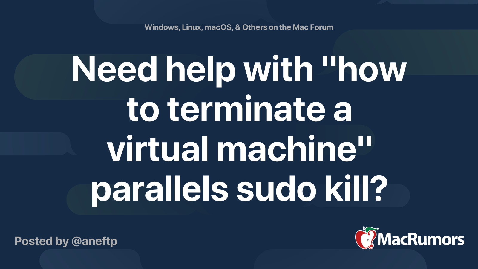 Need help with "how to terminate a virtual machine" parallels sudo kill ...