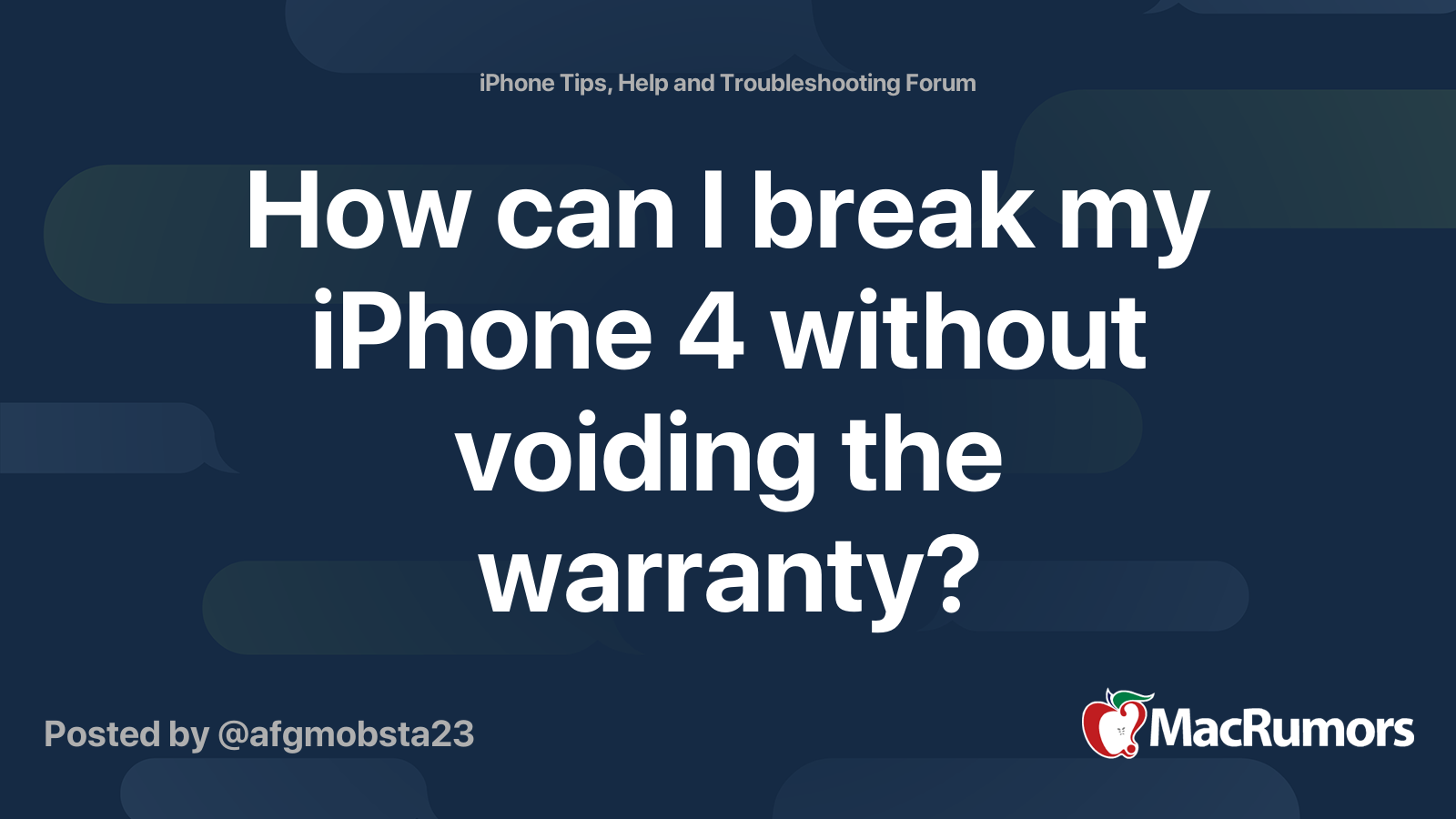 How can I break my iPhone 4 without voiding the warranty? | MacRumors ...