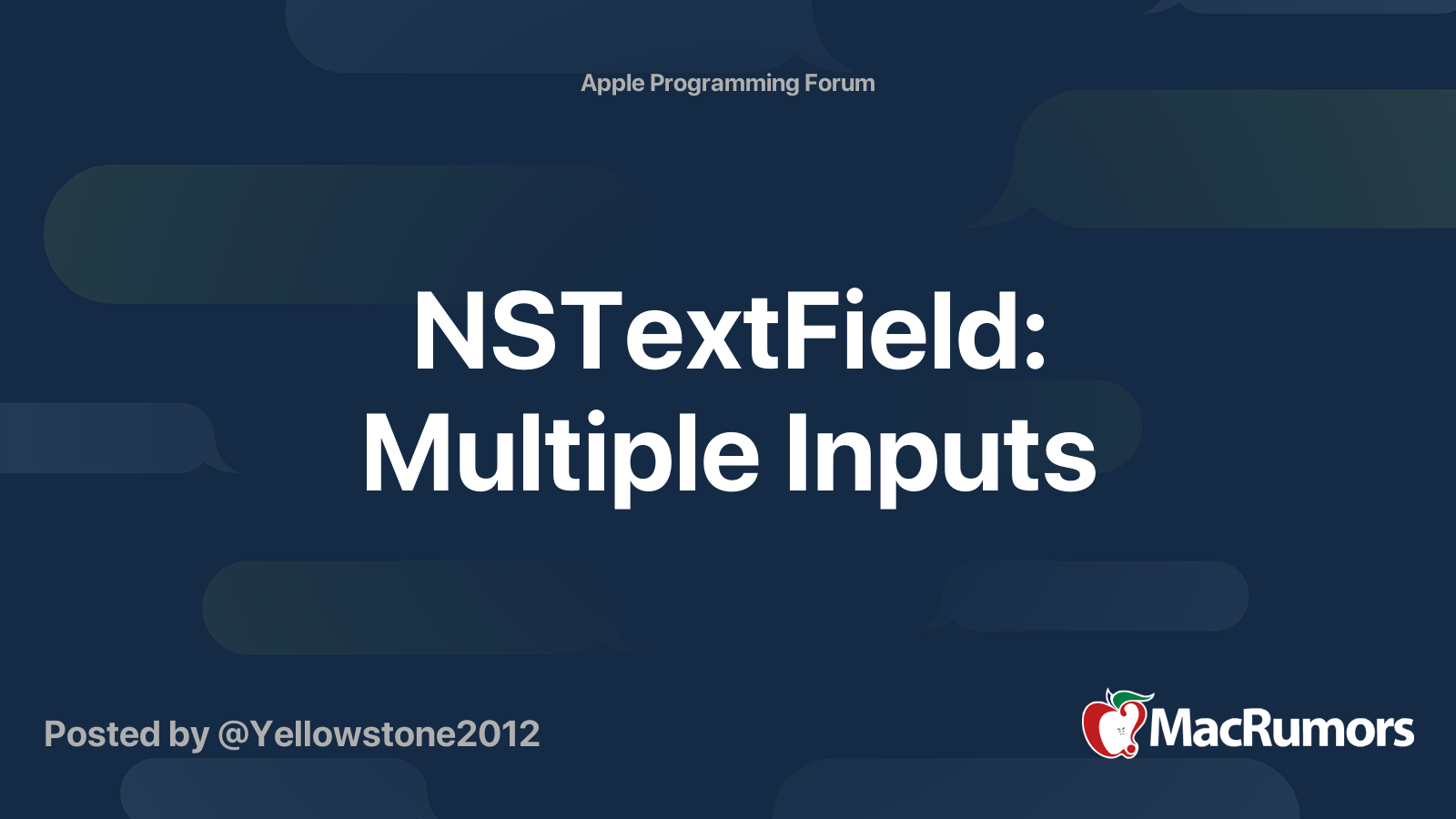 NSTextField: Multiple Inputs | MacRumors Forums