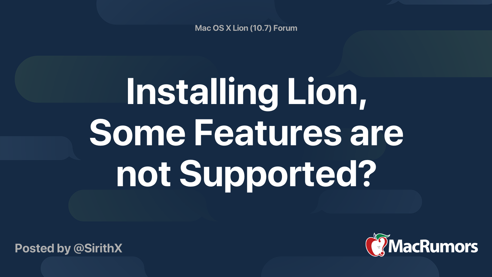 Installing Lion, Some Features are not Supported? | MacRumors Forums