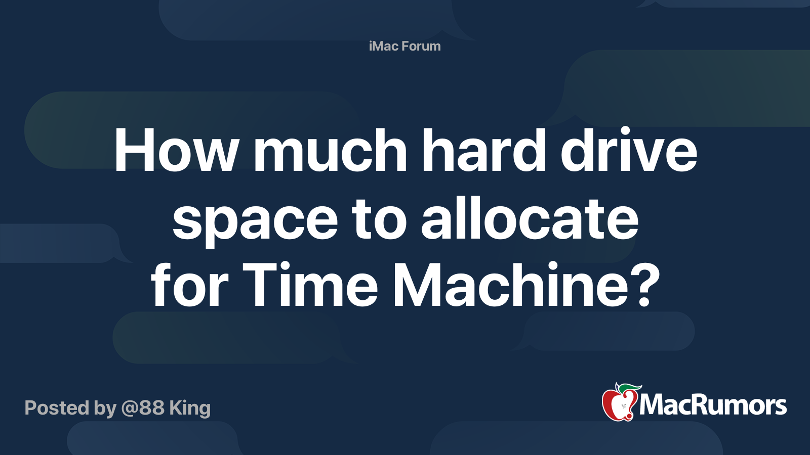 How much hard drive space to allocate for Time Machine? | MacRumors Forums