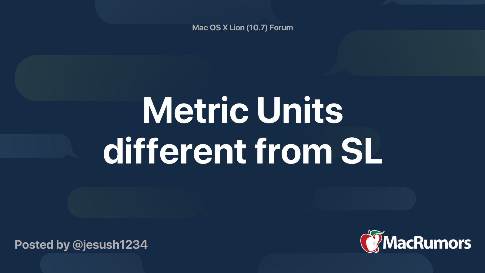 Metric Units different from SL | MacRumors Forums