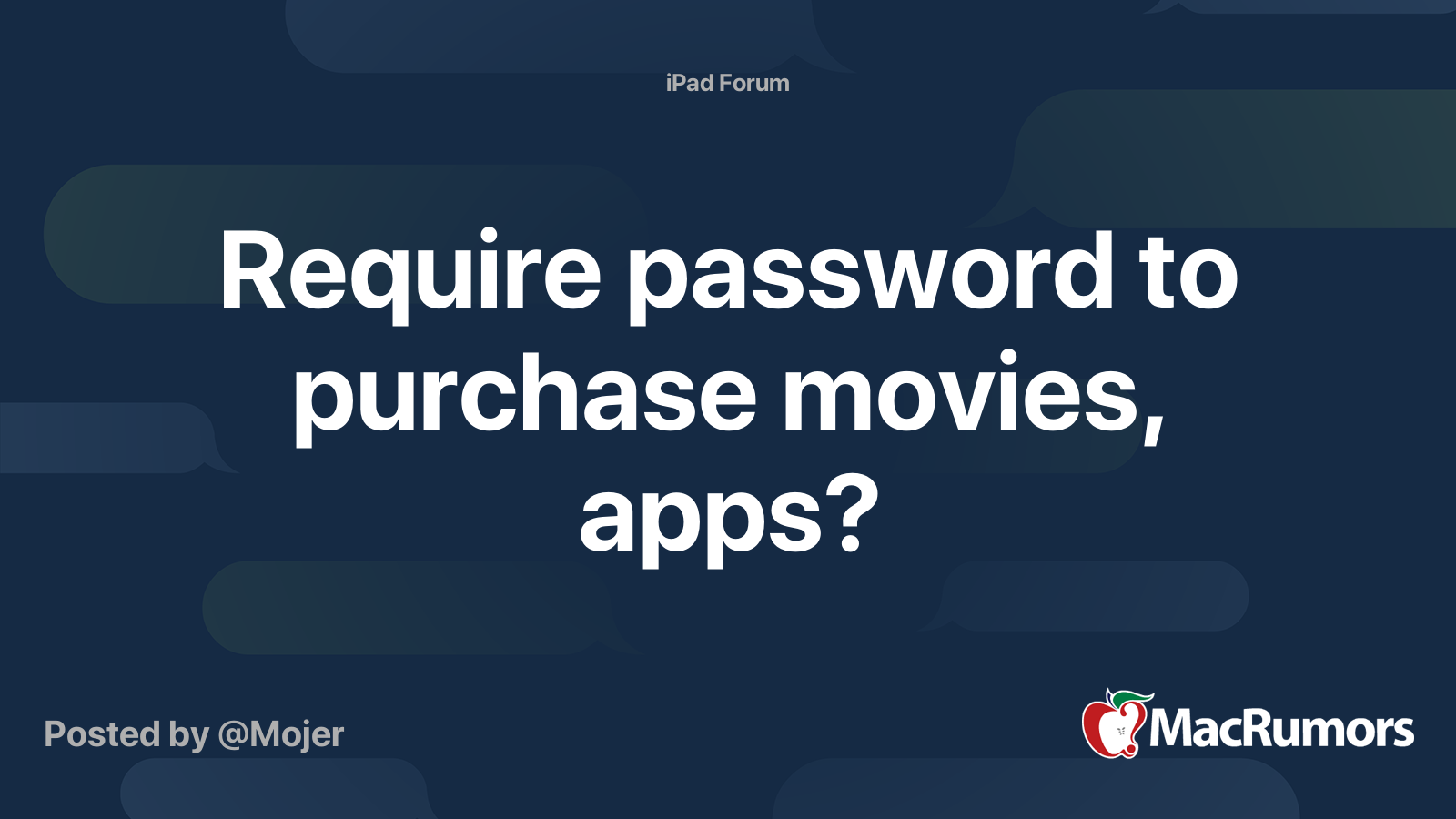 Require password to purchase movies, apps? | MacRumors Forums