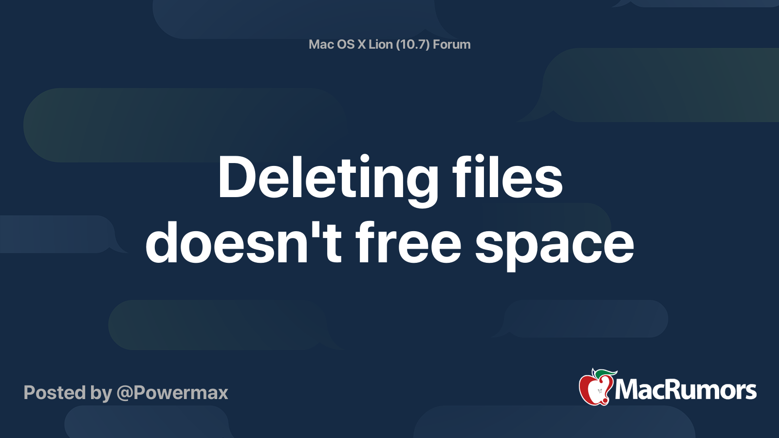 Deleting files doesn't free space | MacRumors Forums