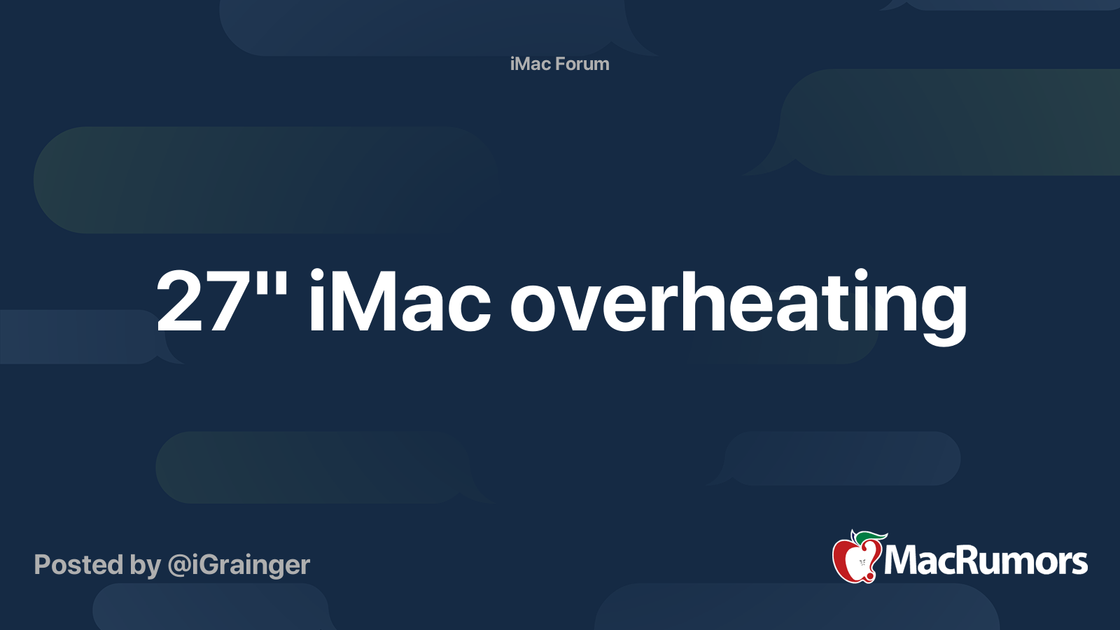 27" iMac overheating | MacRumors Forums
