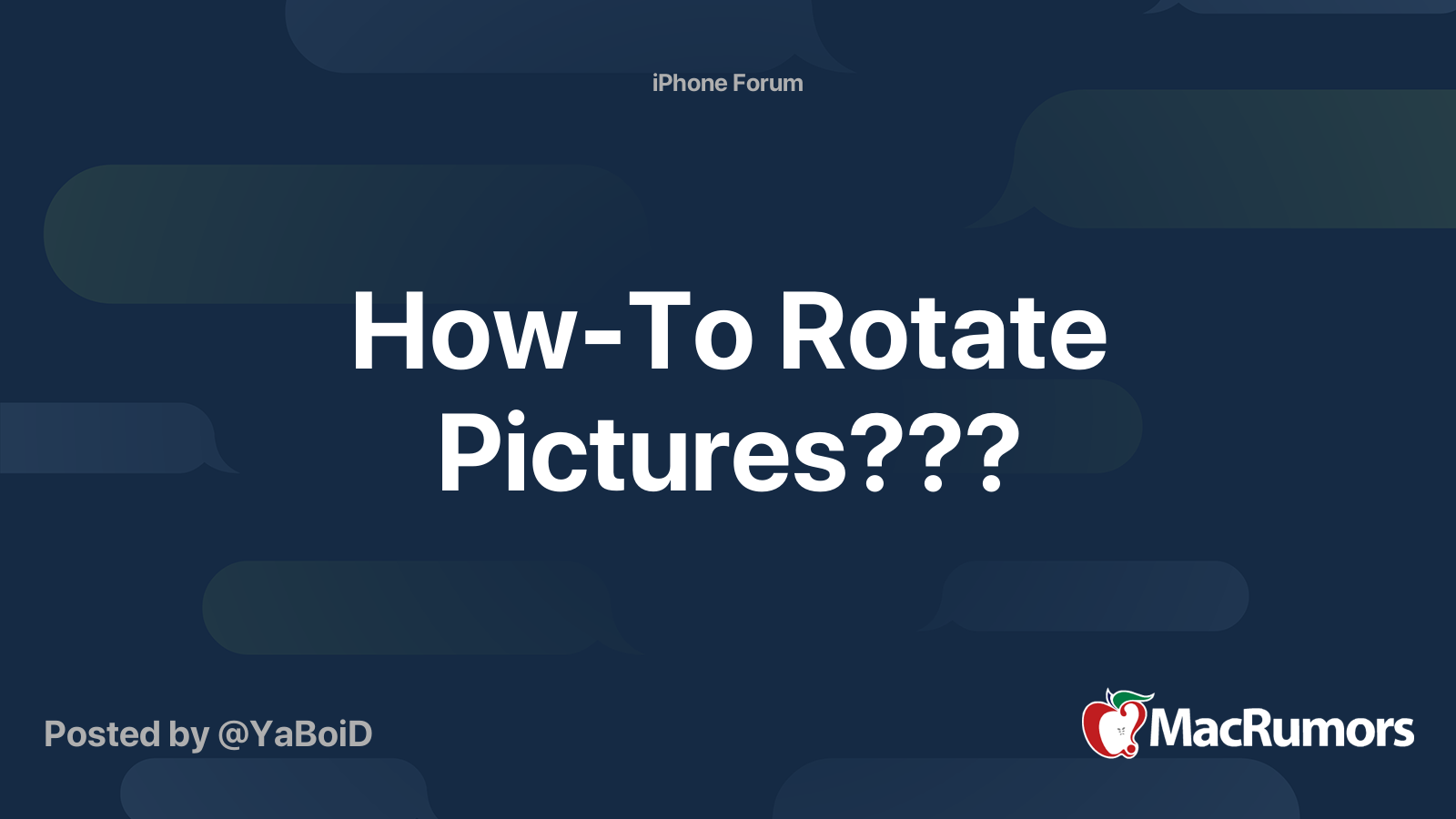 How-To Rotate Pictures??? | MacRumors Forums