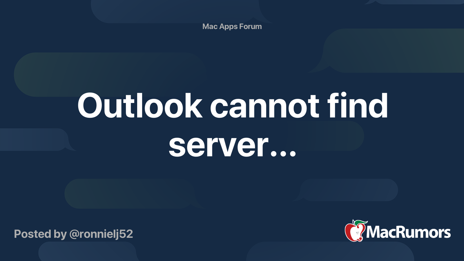 Outlook cannot find server... | MacRumors Forums