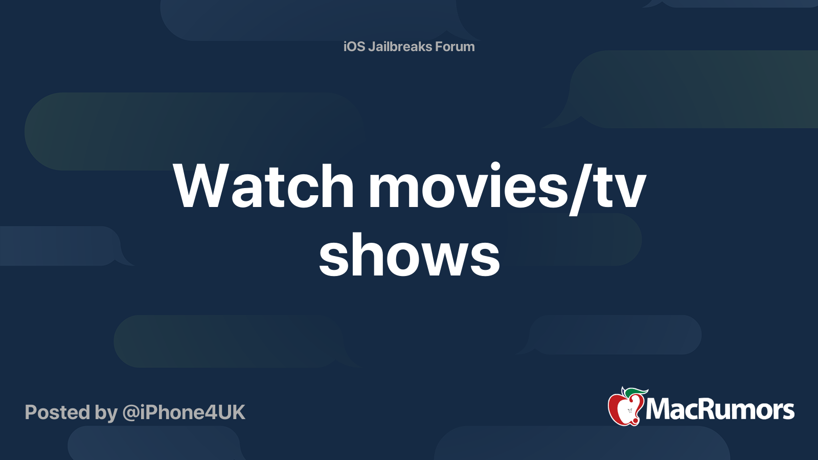 Watch movies/tv shows | MacRumors Forums