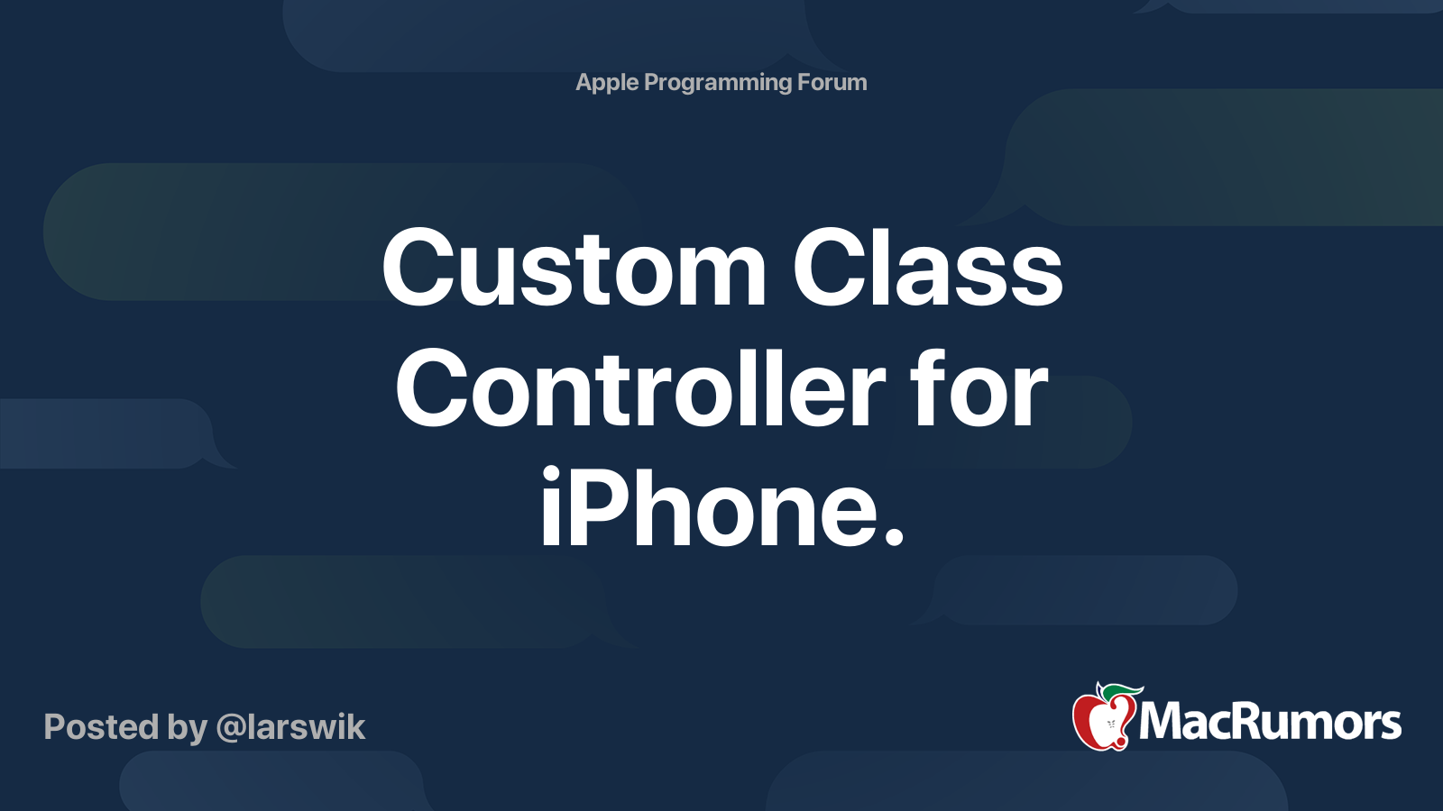 Custom Class Controller for iPhone. | MacRumors Forums