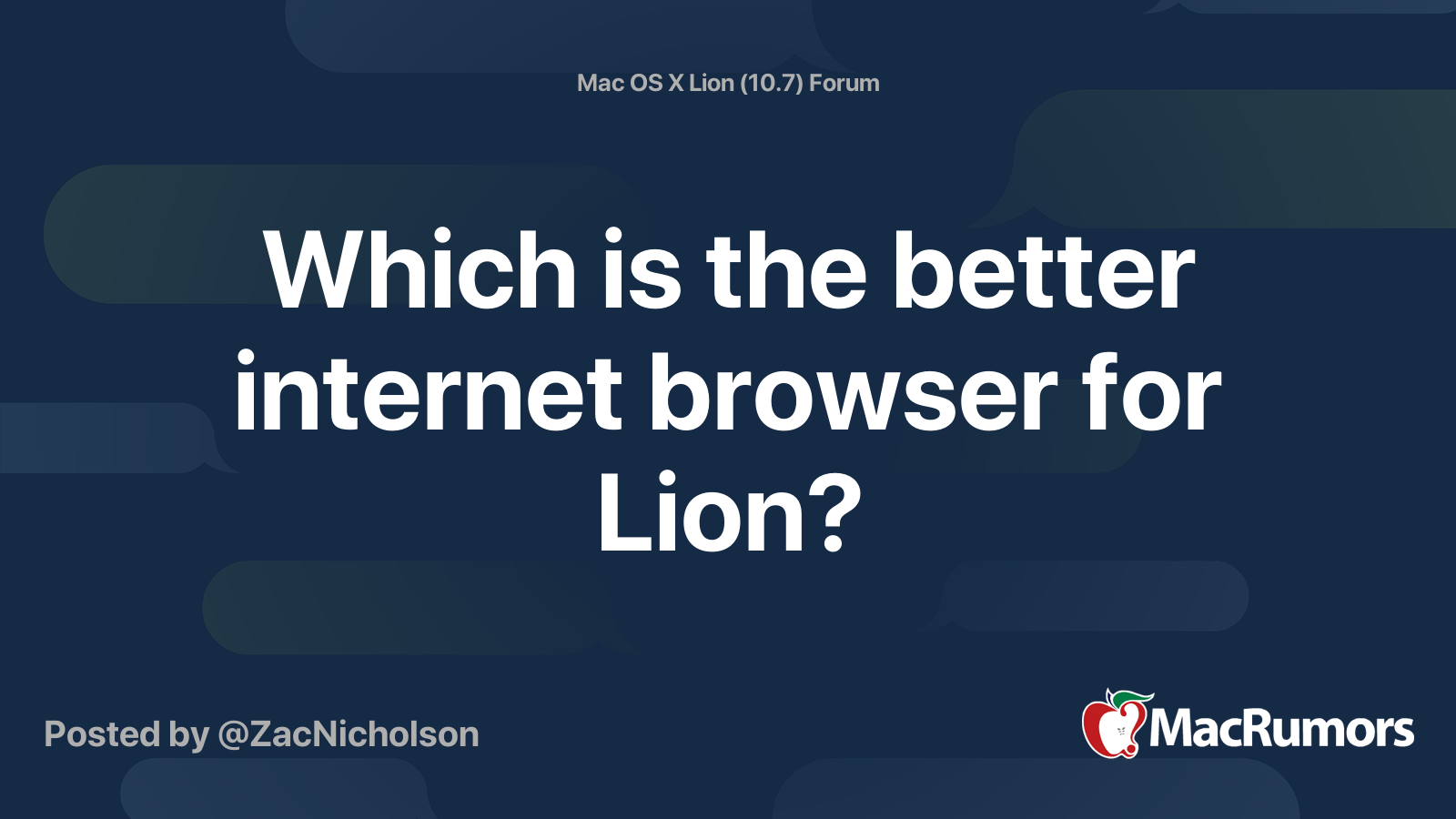 Which is the better internet browser for Lion? | MacRumors Forums
