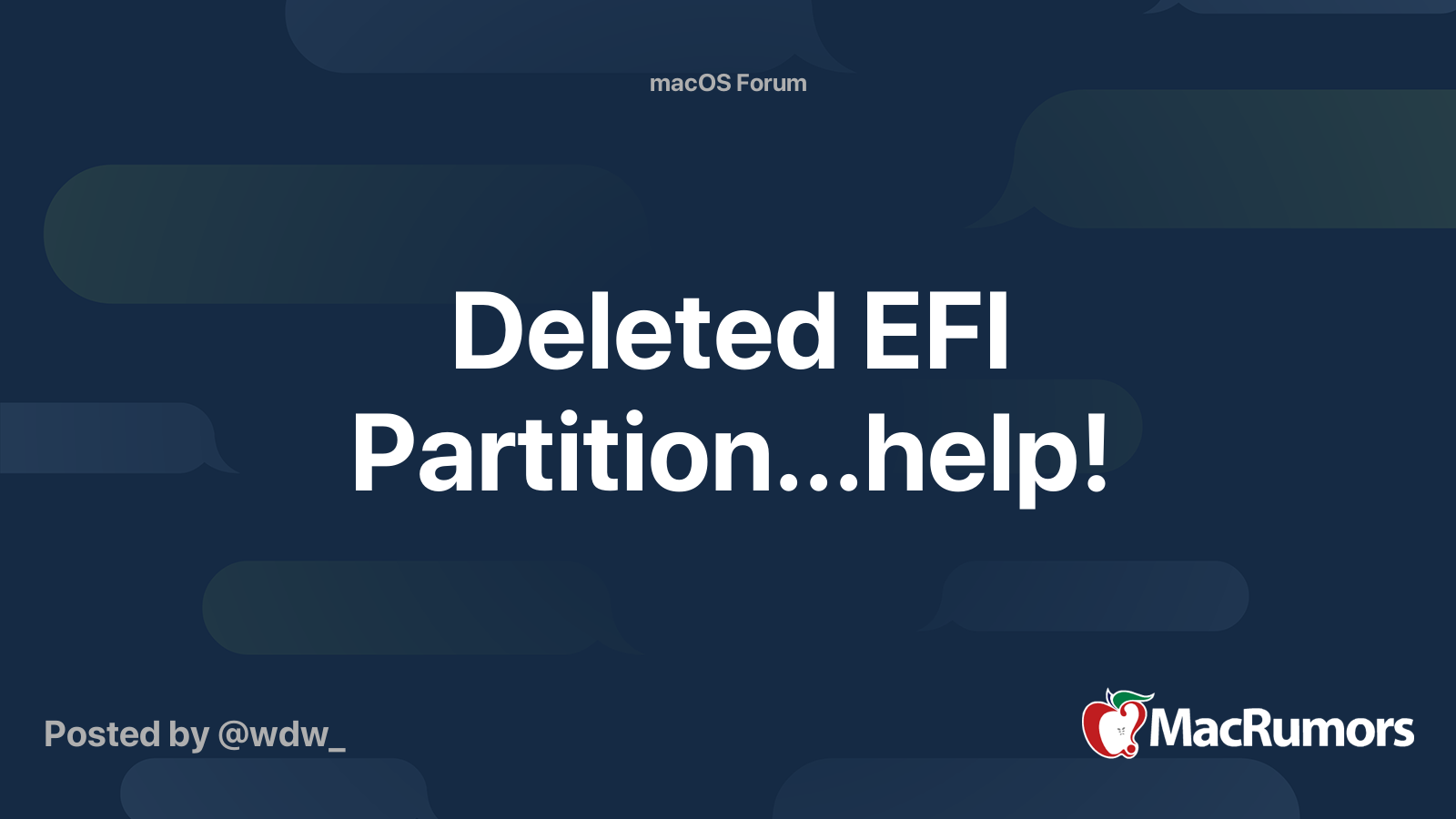 Deleted EFI Partition...help! | MacRumors Forums