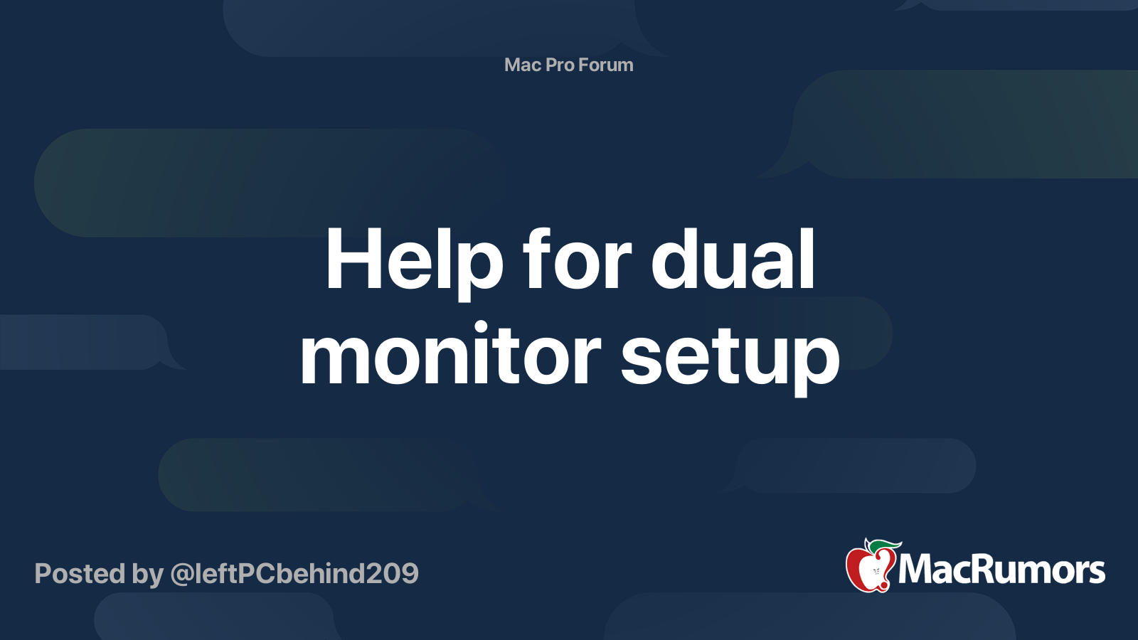 Help for dual monitor setup | MacRumors Forums