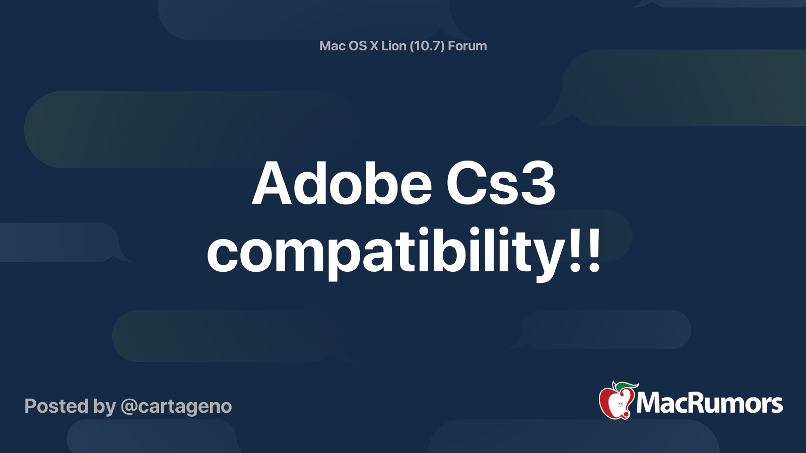 Adobe Cs3 compatibility!! | MacRumors Forums