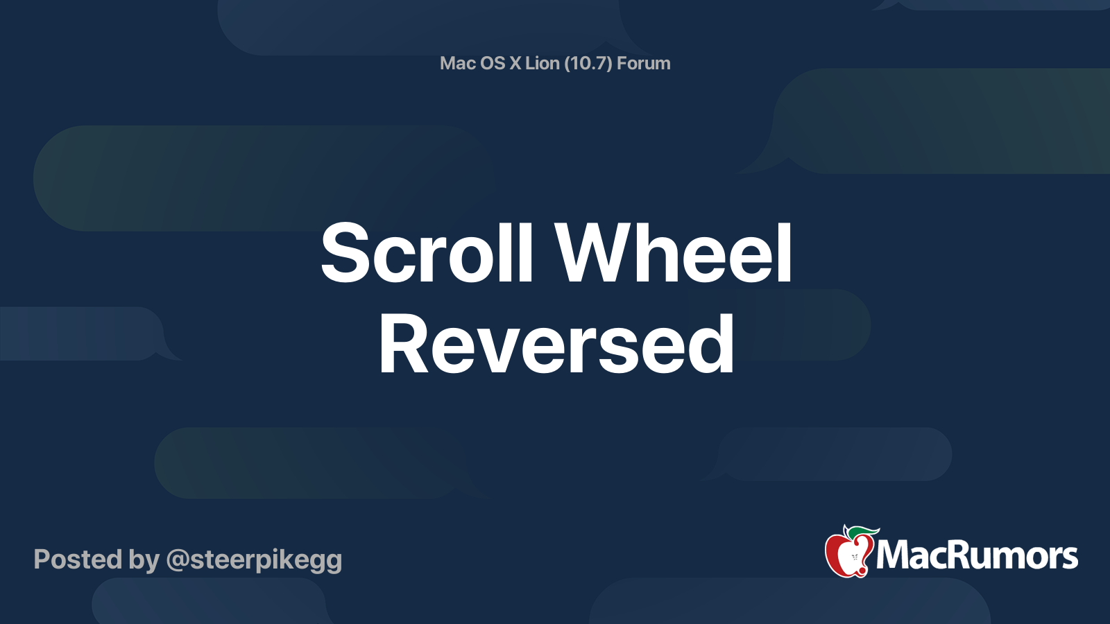 Scroll Wheel Reversed | MacRumors Forums