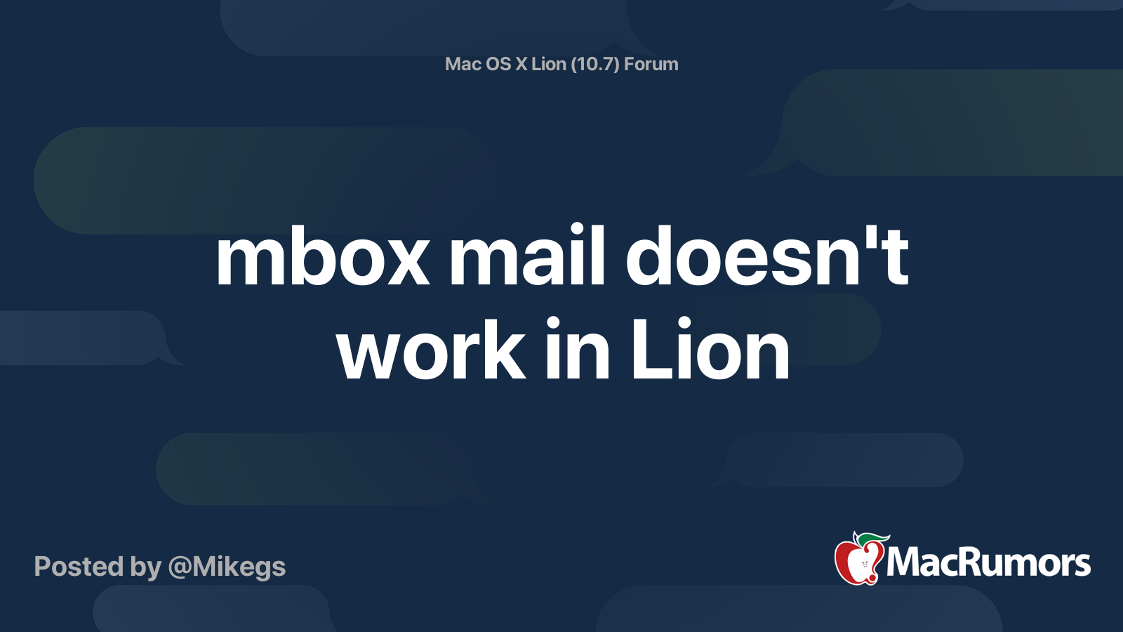 mbox mail doesn't work in Lion | MacRumors Forums