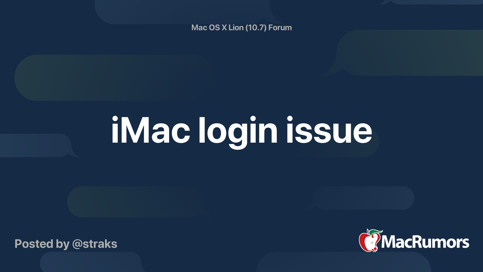 iMac login issue | MacRumors Forums