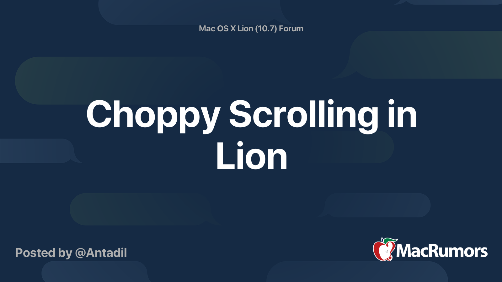 Choppy Scrolling In Lion Macrumors Forums