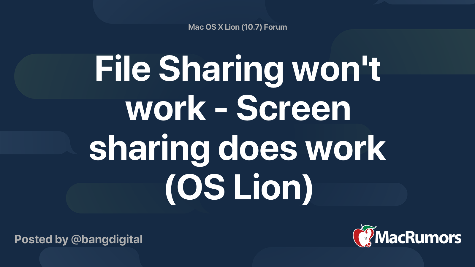 File Sharing won't work - Screen sharing does work (OS Lion ...
