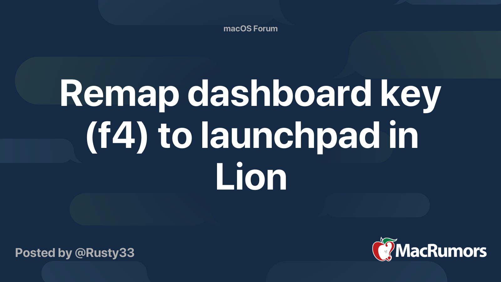Remap dashboard key (f4) to launchpad in Lion | MacRumors Forums