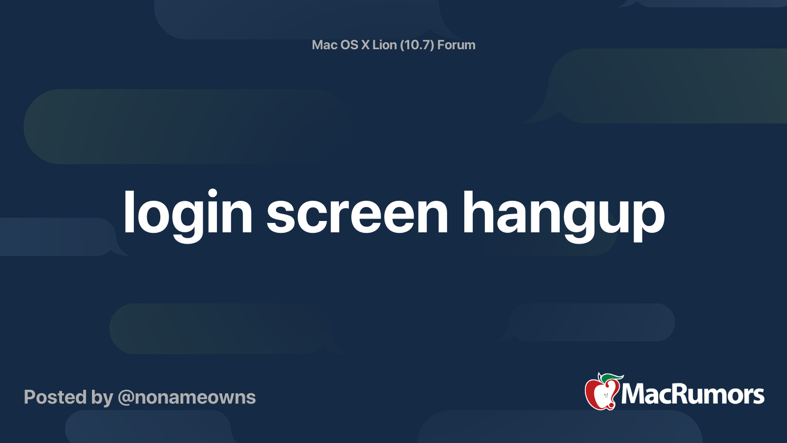 login screen hangup | MacRumors Forums
