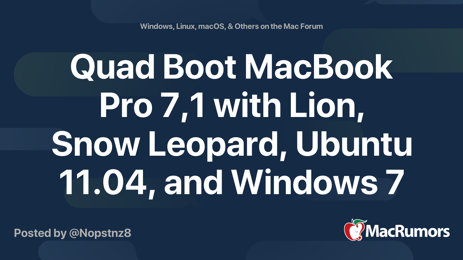 Quad Boot MacBook Pro 7,1 with Lion, Snow Leopard, Ubuntu 11.04, and Windows 7 | MacRumors Forums