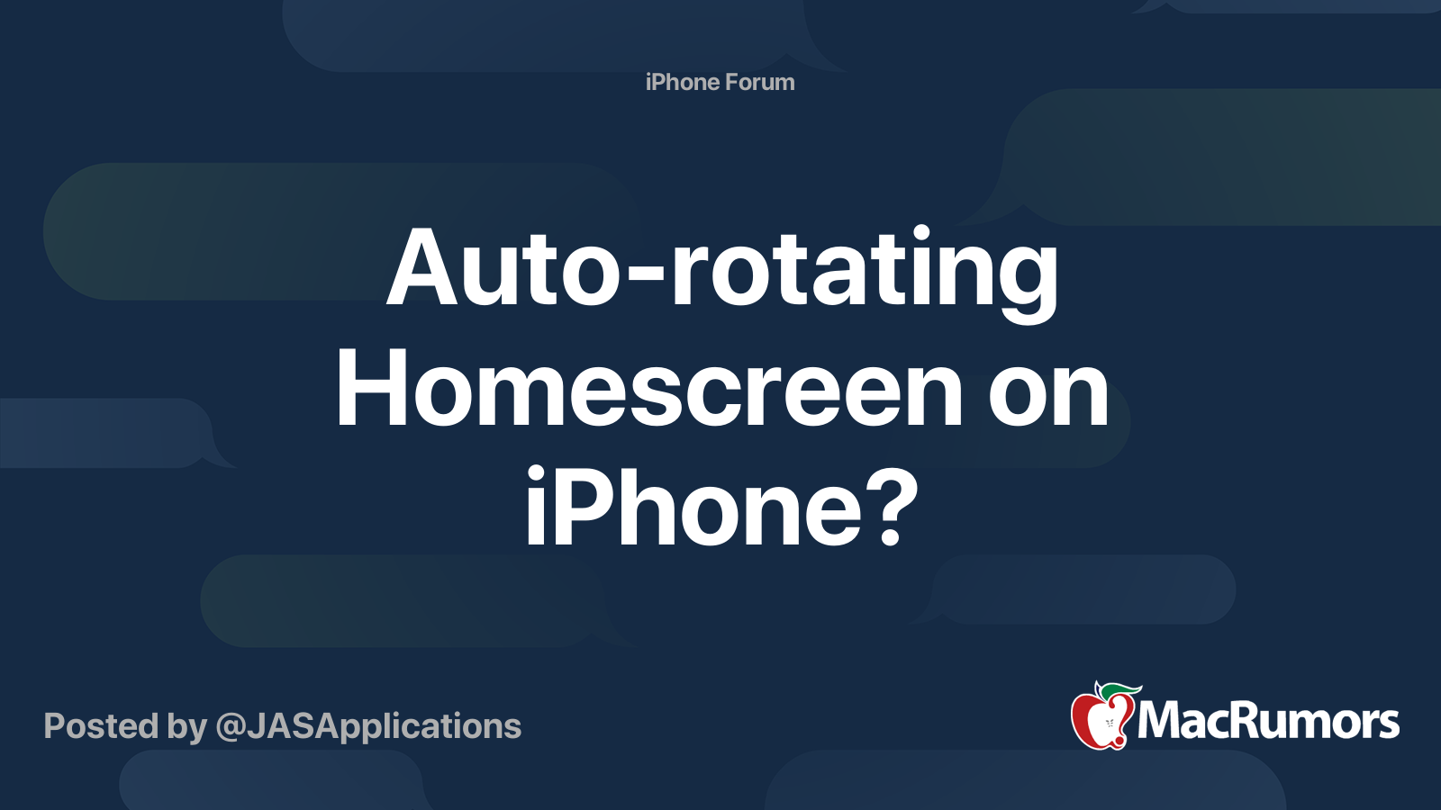 Auto-rotating Homescreen on iPhone? | MacRumors Forums