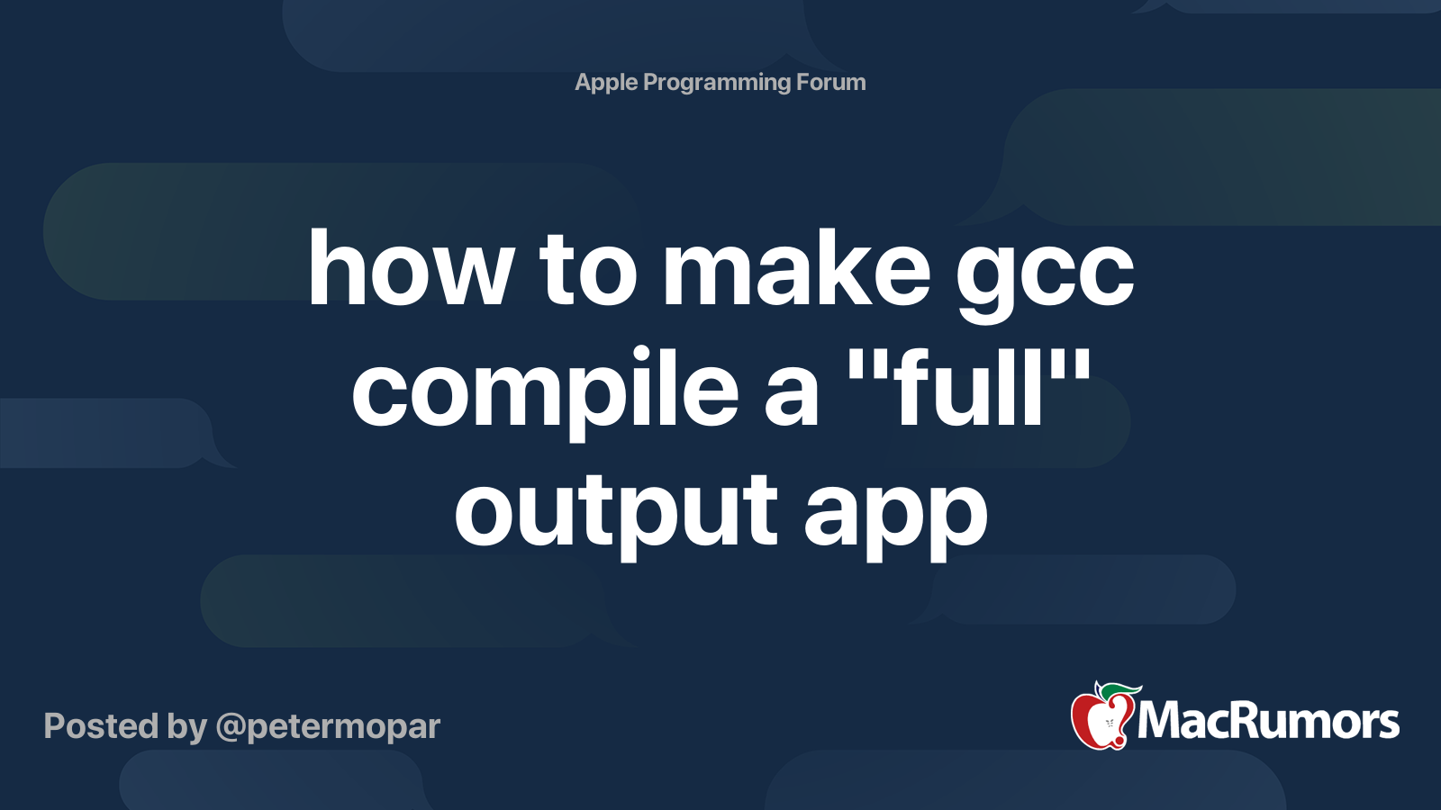 how to make gcc compile a "full" output app | MacRumors Forums
