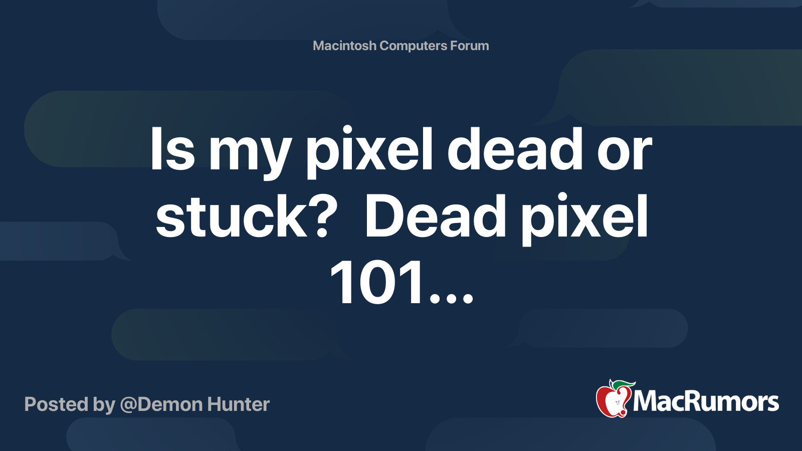Is my pixel dead or stuck? Dead pixel 101... | MacRumors Forums