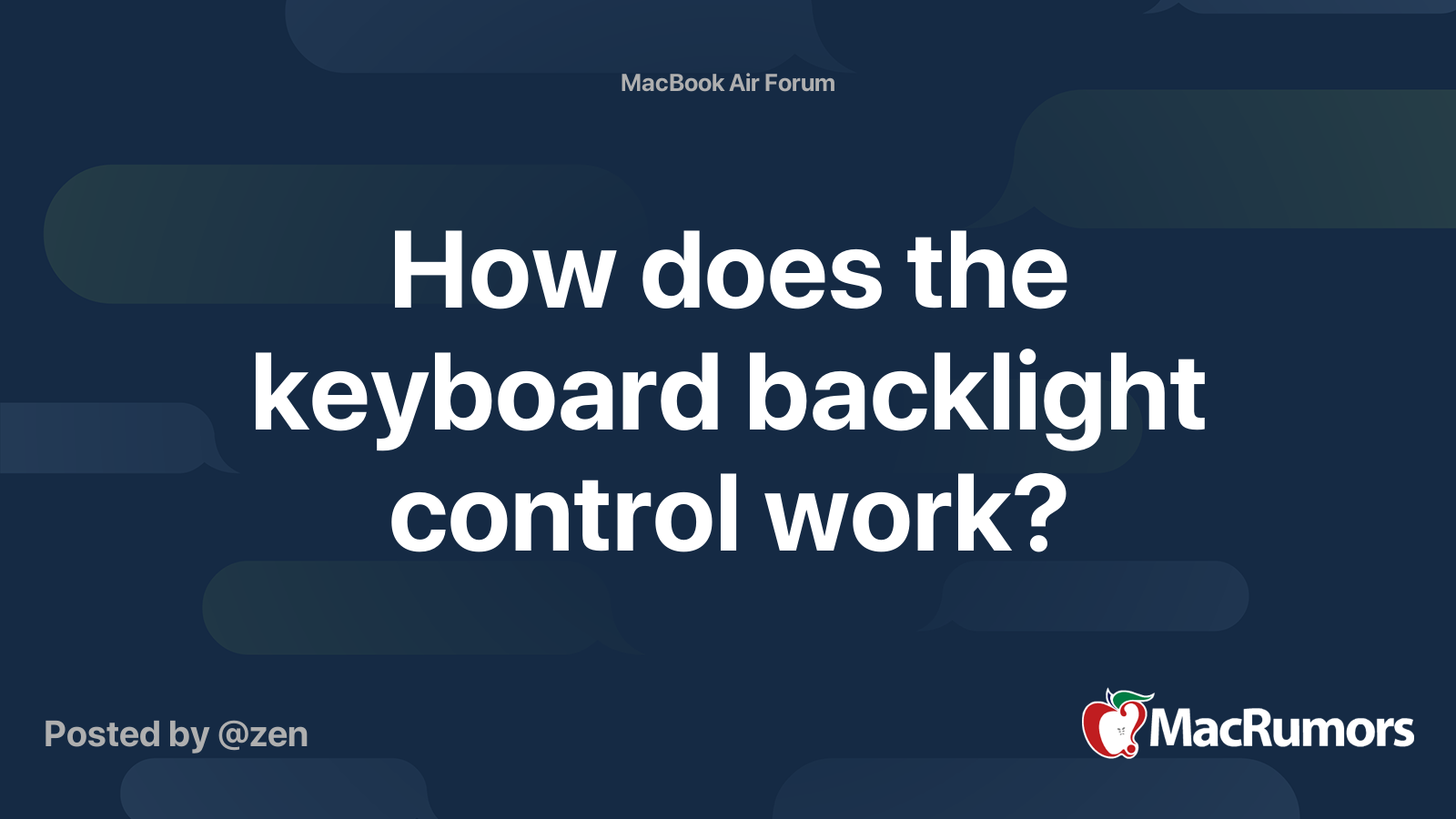 How does the keyboard backlight control work? | MacRumors Forums