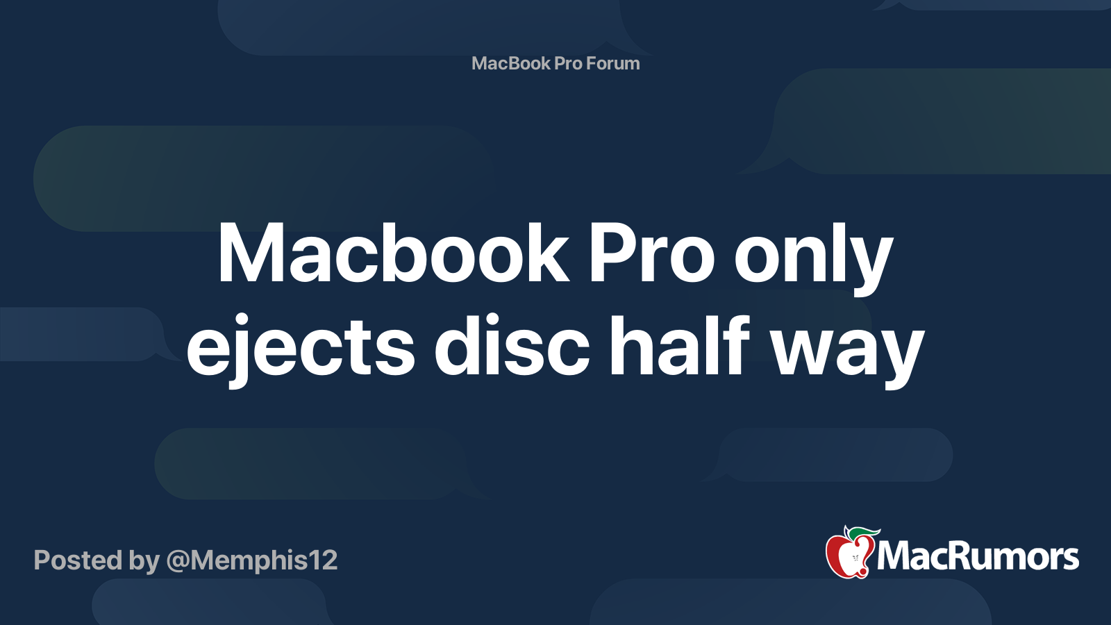 Macbook Pro only ejects disc half way | MacRumors Forums