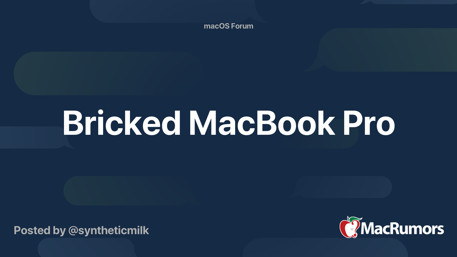 Bricked MacBook Pro | MacRumors Forums