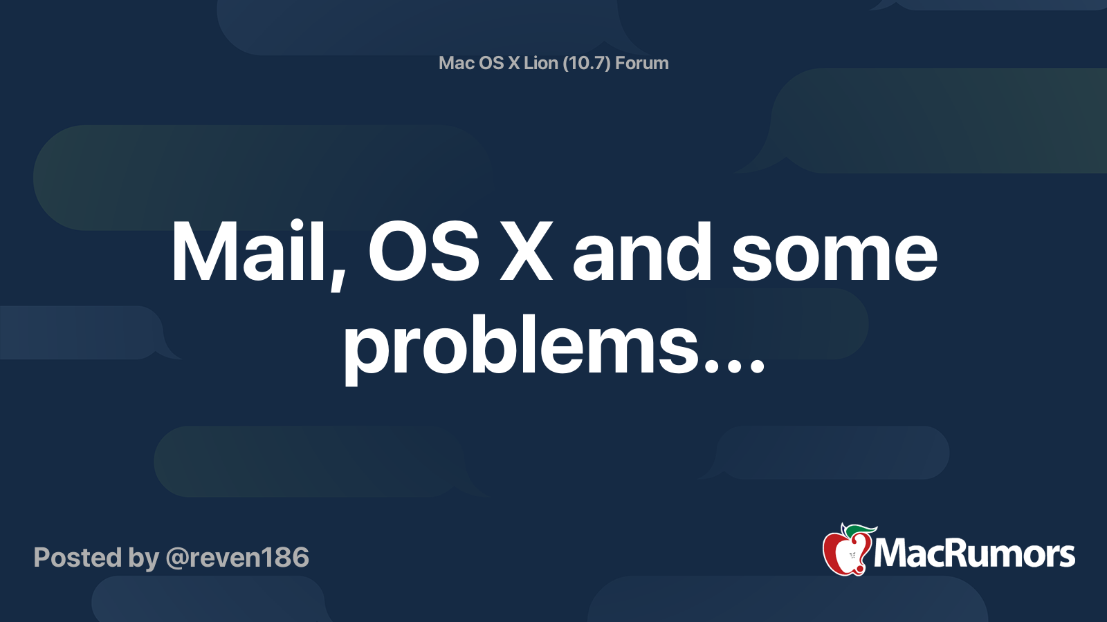 Mail, OS X and some problems... | MacRumors Forums