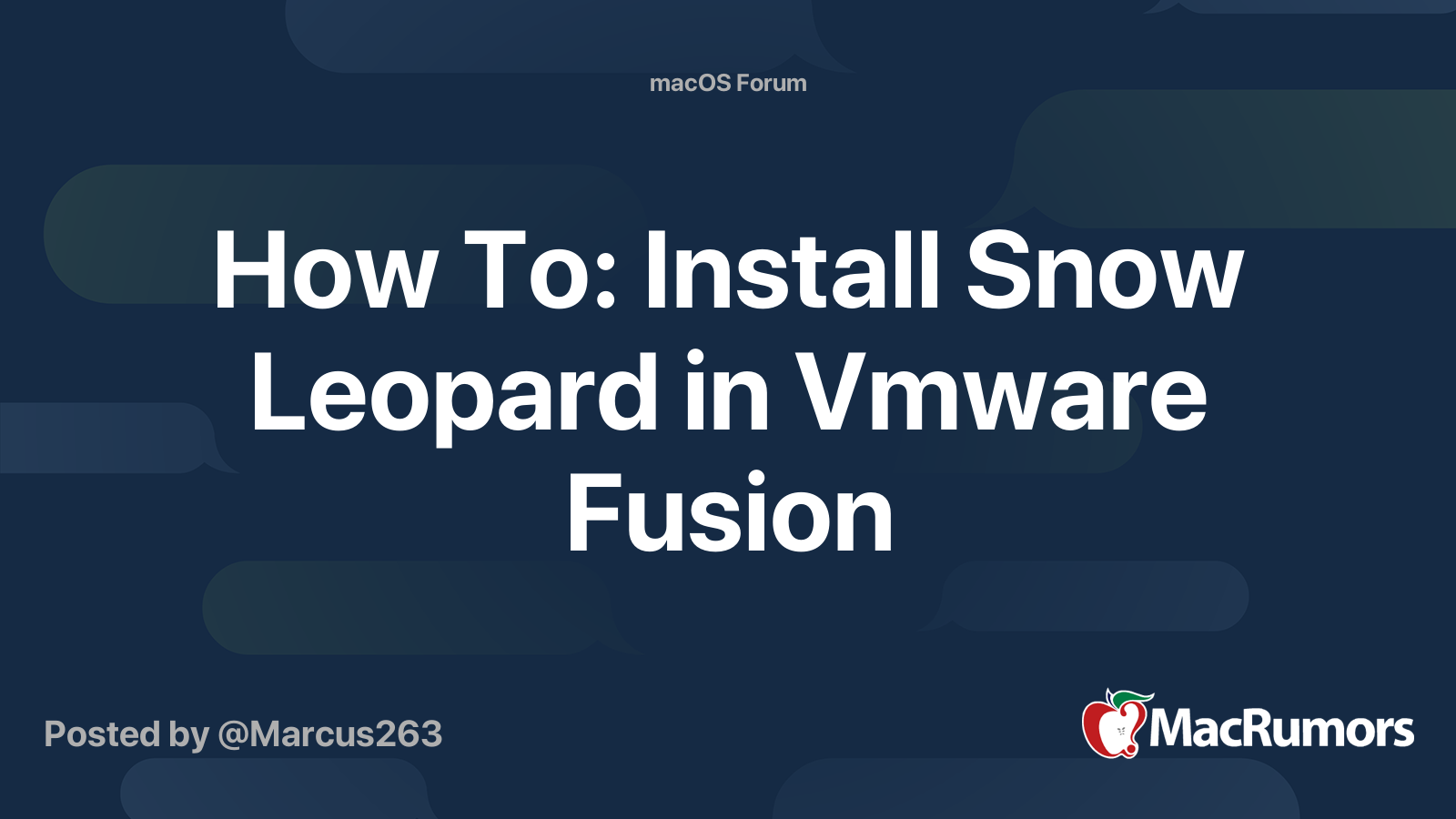 How To: Install Snow Leopard in Vmware Fusion | MacRumors Forums