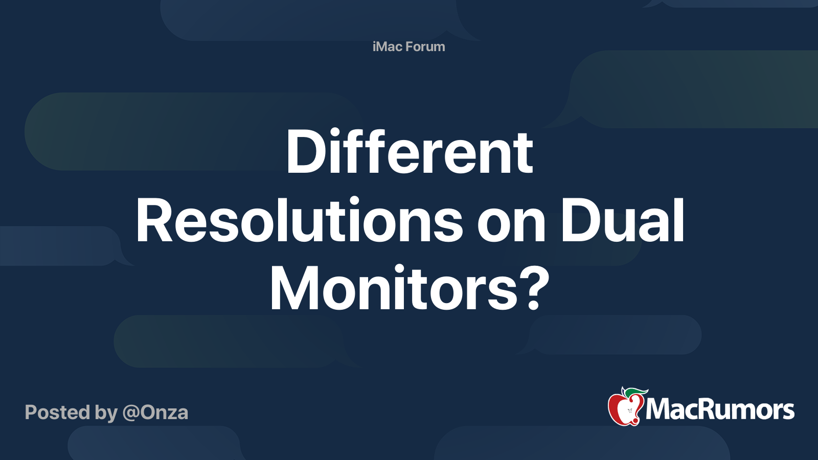 Different Resolutions on Dual Monitors? | MacRumors Forums