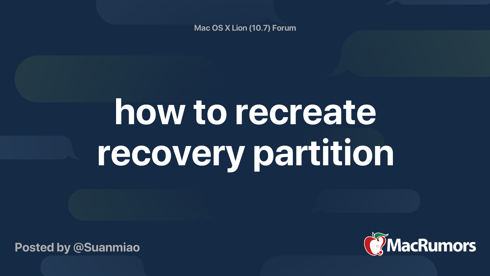 how to recreate recovery partition | MacRumors Forums