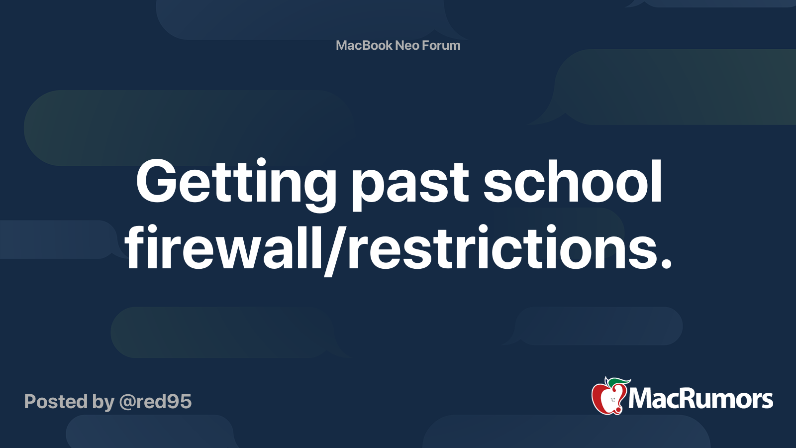Getting past school firewall/restrictions. | MacRumors Forums