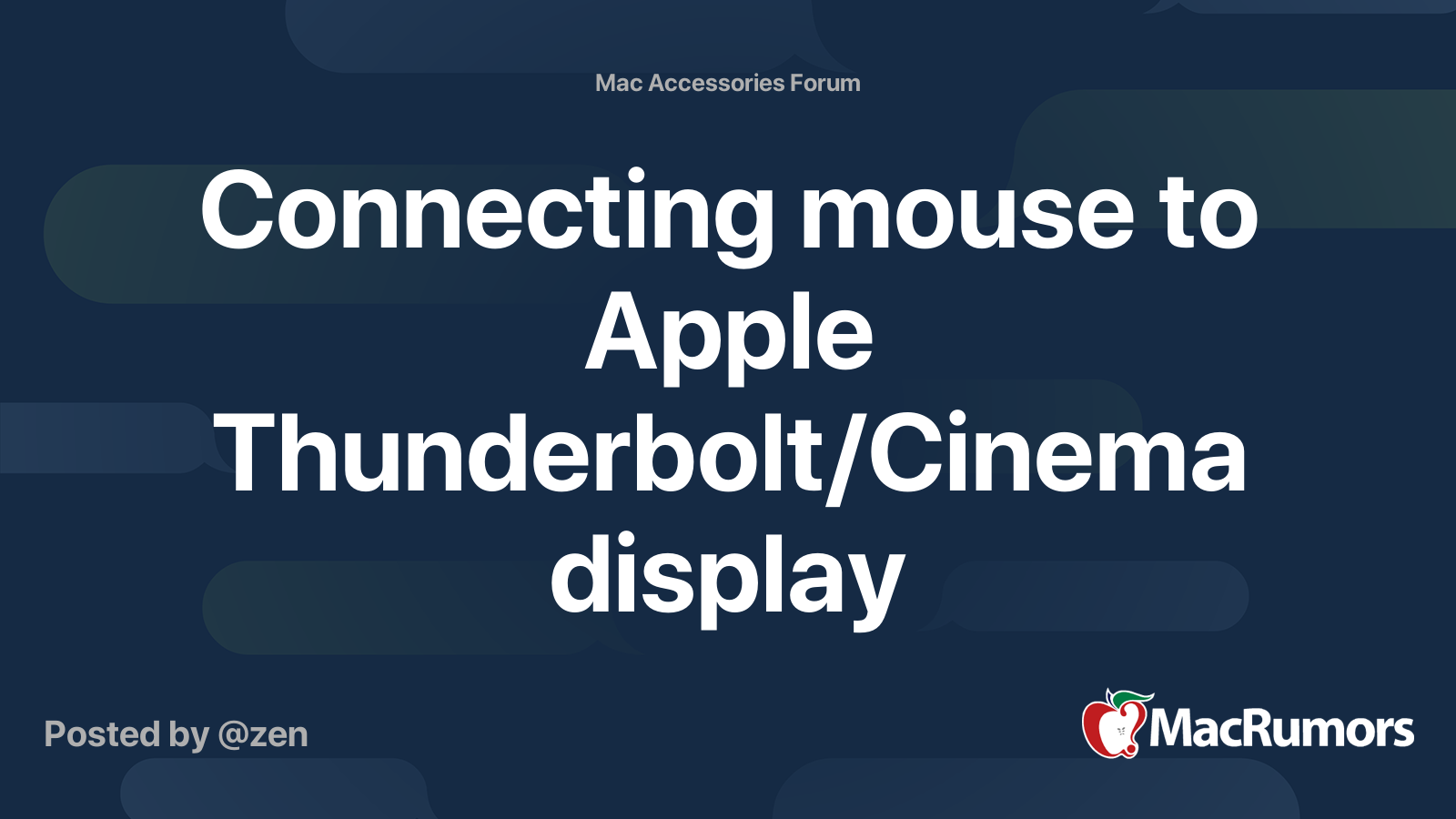 Connecting mouse to Apple Thunderbolt/Cinema display | MacRumors Forums