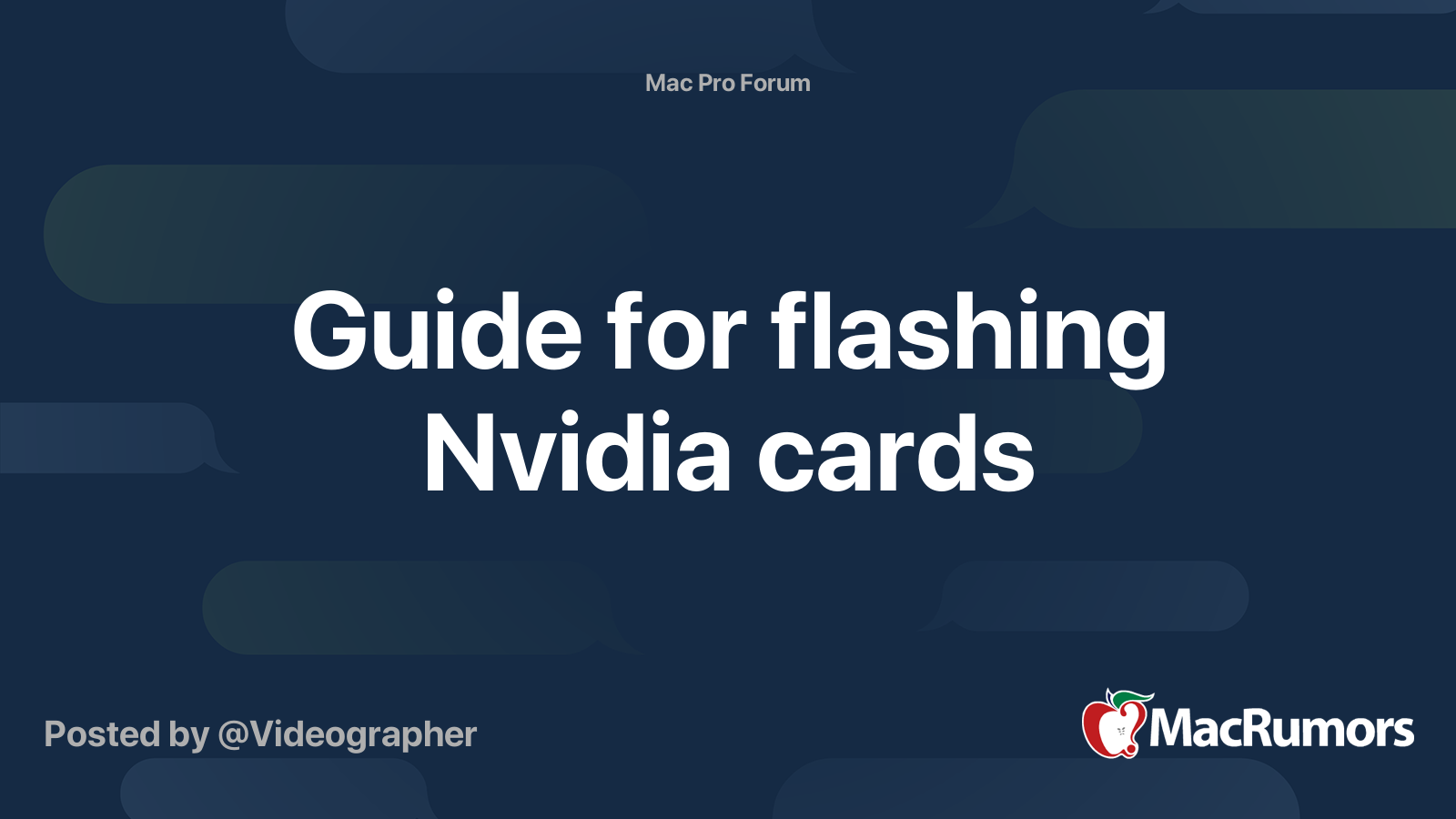 Guide for flashing Nvidia cards | MacRumors Forums