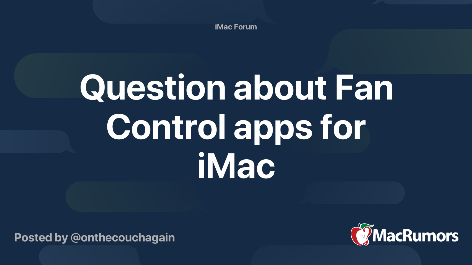 Question about Fan Control apps for iMac | MacRumors Forums
